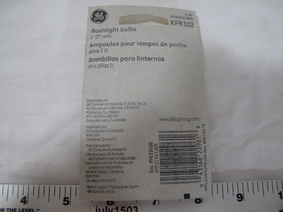 (2) New GE KPR102 Flashlight Lamp Bulb 2w 2.4 volt B3-1/2 Krypton 2D | eBay