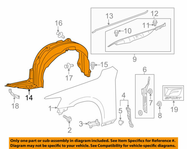 Lexus Toyota OEM 2015 Is250-fender Liner Left 5380653070 for sale ...