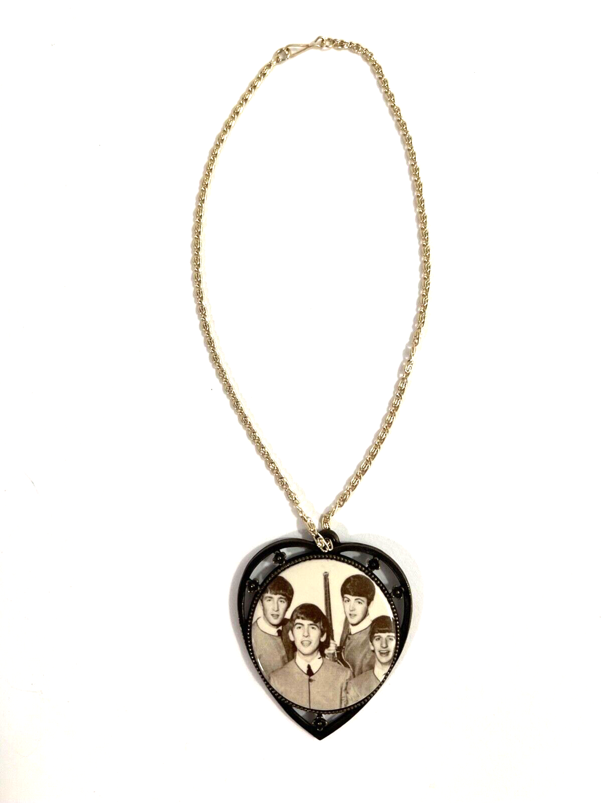 BEATLES VINTAGE ORIGINAL NEMS NECKLACE HEART PENDANT 2 1/4" X 2" WITH ...