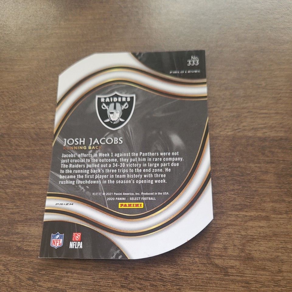Nice 2020 Panini Select Josh Jacobs Green Die Cut #333 | eBay