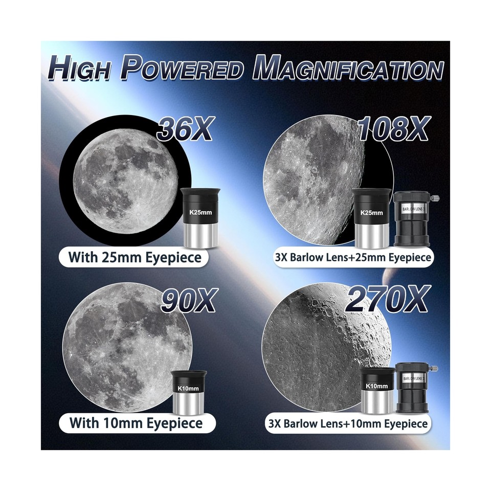Telescope, 90mm Aperture 900mm Astronomical Refractor Telescope for ...