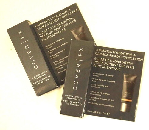 2 X COVERFX COVER FX Natural Finish Foundation .16oz Travel Size NIB ...