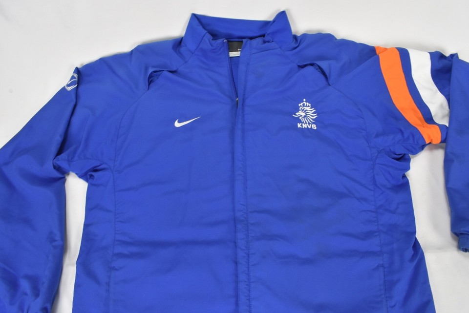 Netherlands Men Jacket Large Blue Orange Striped Track Logo Nike Full ...