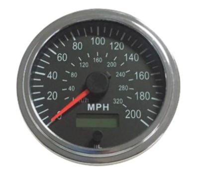 Speedometer,programmable, 3-3/8"/86mm,200 MPH,LED light, Chrome, 001 ...