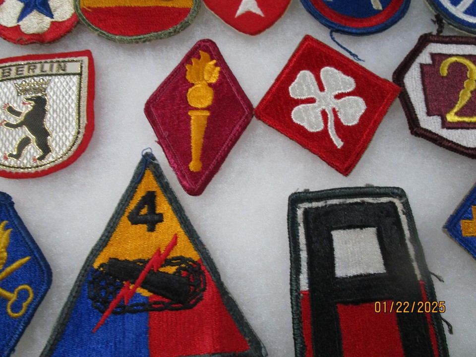 MILITARY ARMY PATCH COLLECTION WWII ERA VINTAGE PATCHES NOS 25 PCS ...