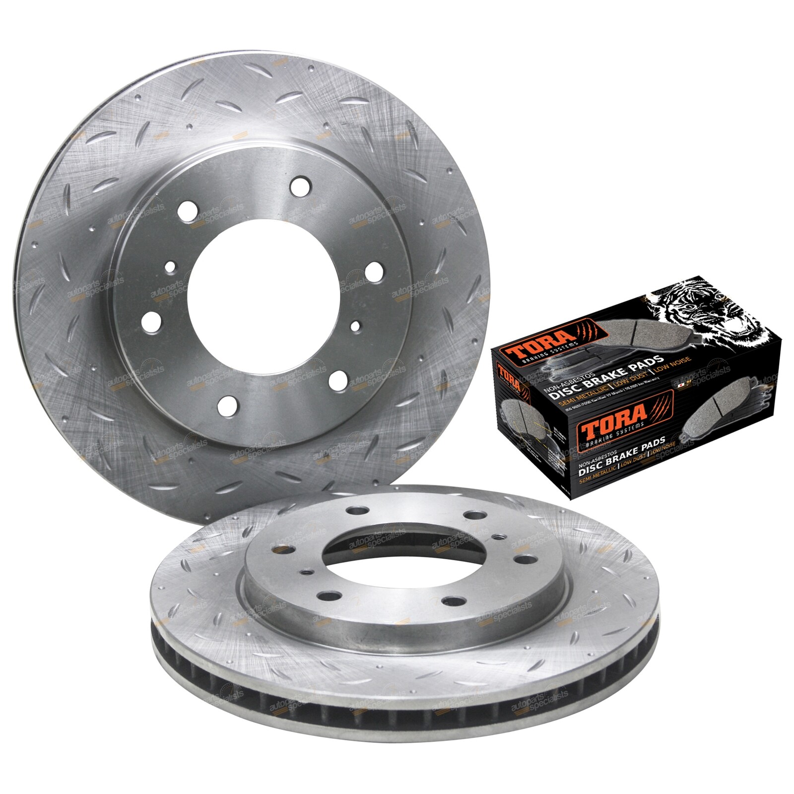 Front Slotted Dimple Drilled Disc Brake Rotors + Pads for Challenger PB ...