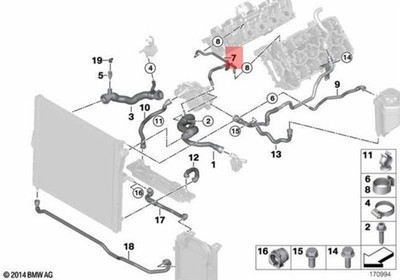 2007-2013 BMW E70N E71 Cooling System Coolant Hose Vent Pipe ...
