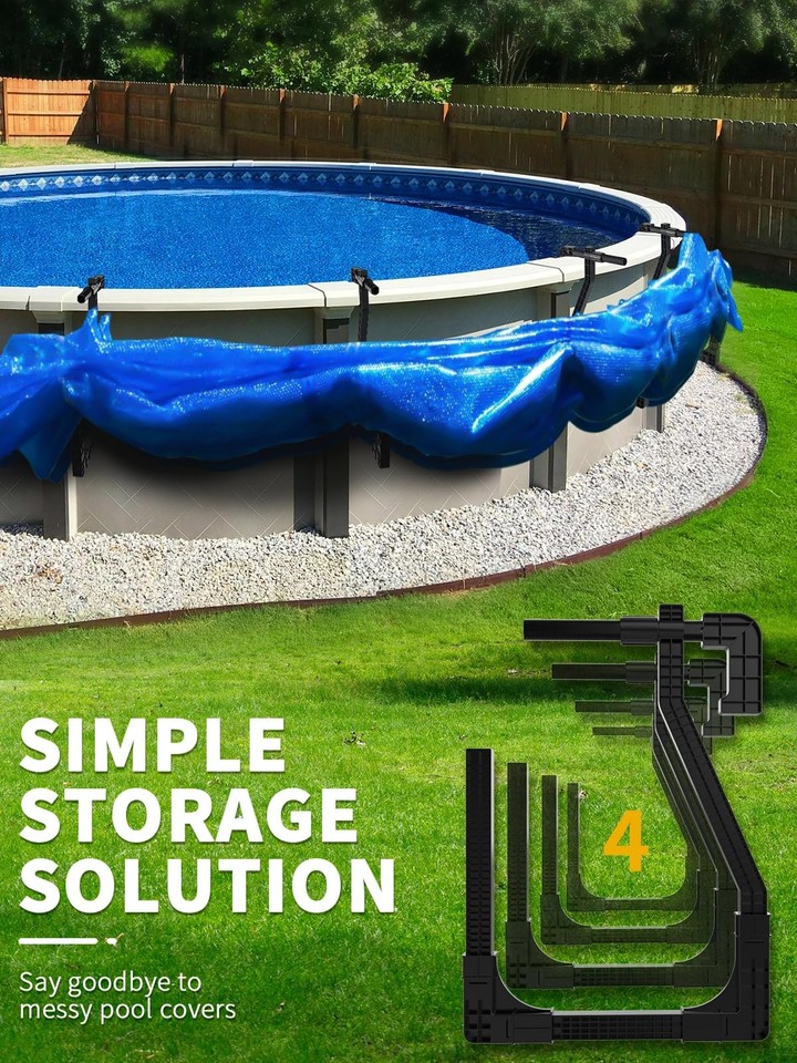 POEPRH Solar Cover Holder, Adjustable Solar Saddle Pool Cover Holder U ...