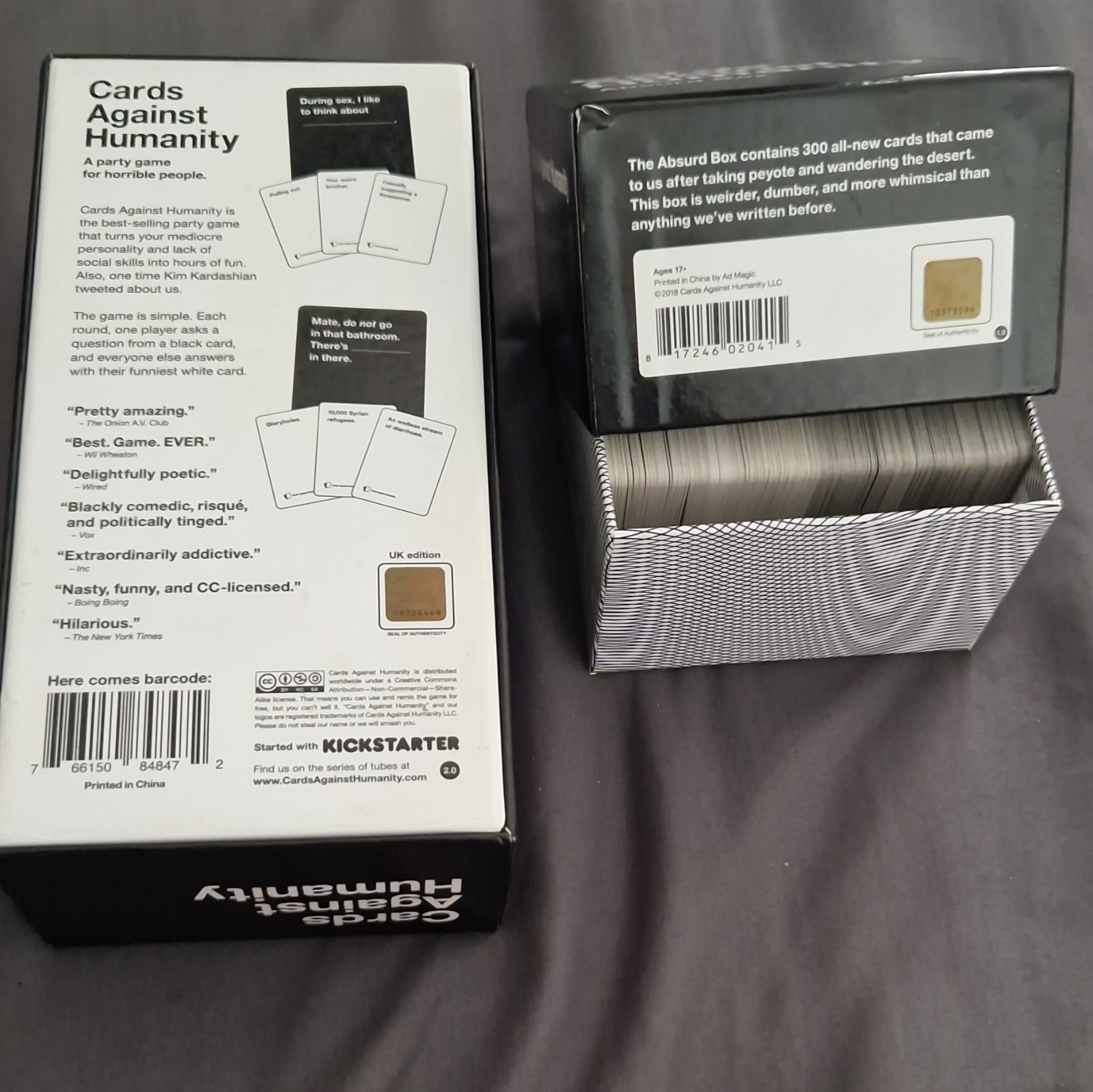 Cards Against Humanity Card Game UK Edition + Absurd Box Expansion Set ...