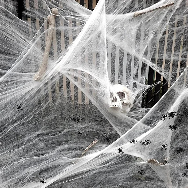 Halloween Decoration White Spider Web Artificial Stretchy Cobweb | eBay