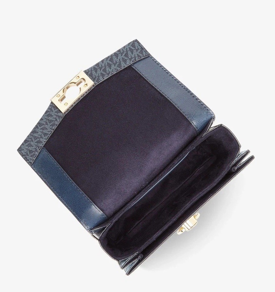 Michael Kors Hendrix TWO-Tone Logo Small Convertible Crossbody In Blue ...