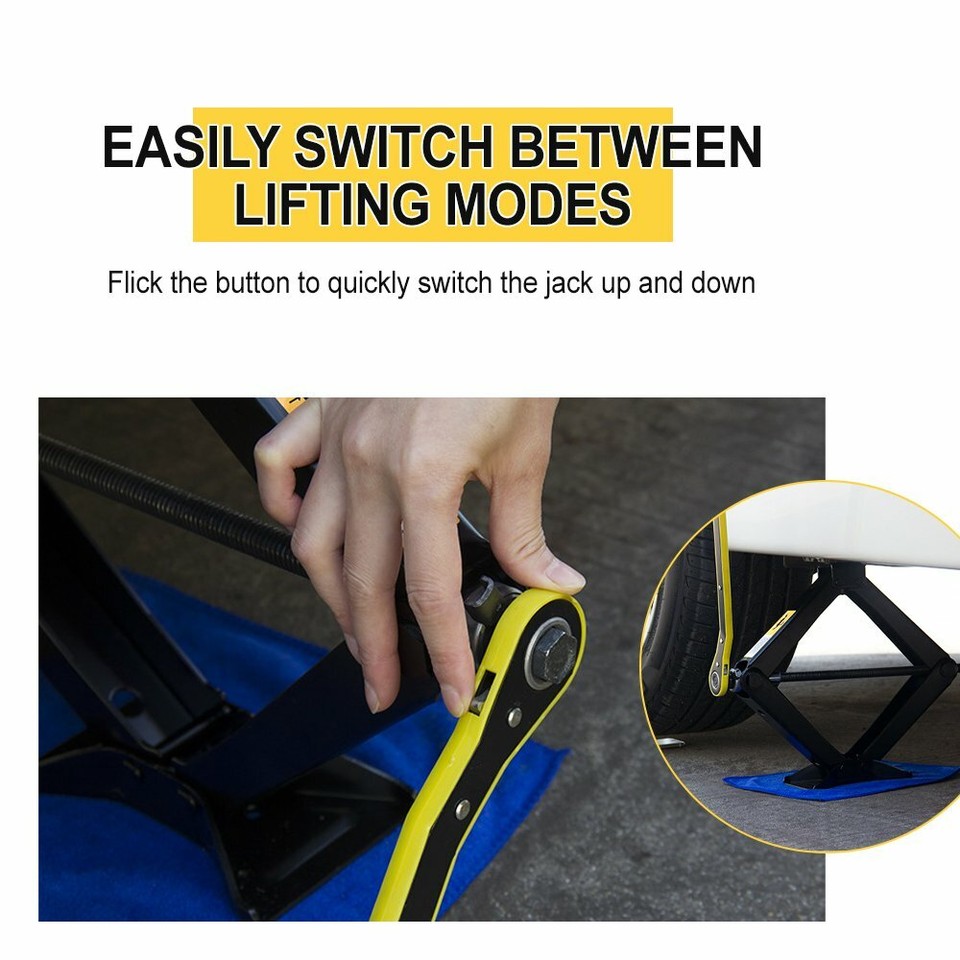 2.5T Scissor Jack + Wheel Wrench Brace Socket Car Van Tire Hand Tool ...