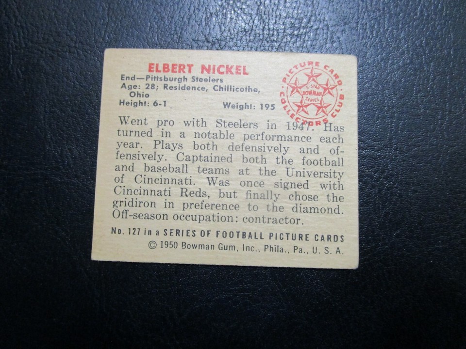 1950 Bowman Elbie Nickel-Pittsburgh Steelers | eBay
