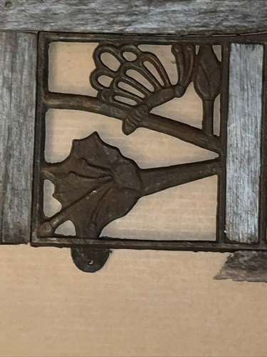 Antique Cast Iron Park Bench Back Rest Plate - Butterfly & Lilly Design ...