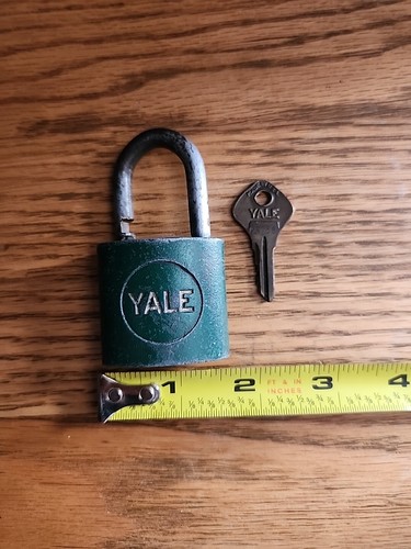 Yale Brass Pad Lock with One Key, Green, Patina, Vintage, Made in USA ...