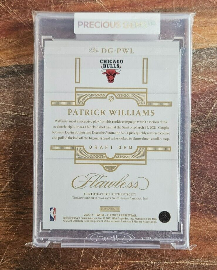 2020-21 Flawless PATRICK WILLIAMS Draft Gem Signatures DG-PWL 10/25 ...