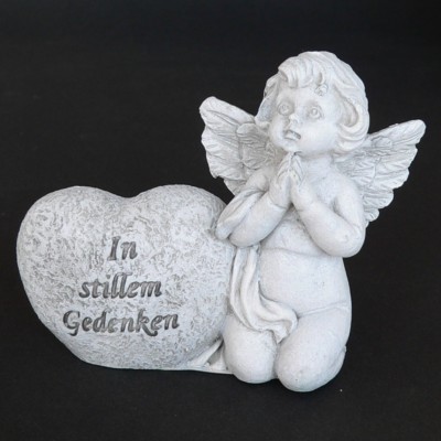 Grabschmuck Grabengel mit Herz "In stillem Gedenken" Trauerengel ...