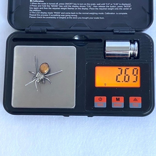 Sterling Silver 925 Oval Tigers Eye Cabochon Spider Critter Dainty Bug ...