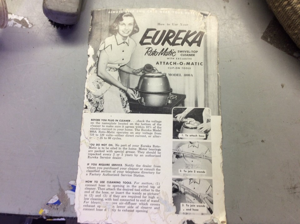 Vintage EUREKA Roto-Matic Vacuum Cleaner Model 800A Red and Gray | eBay