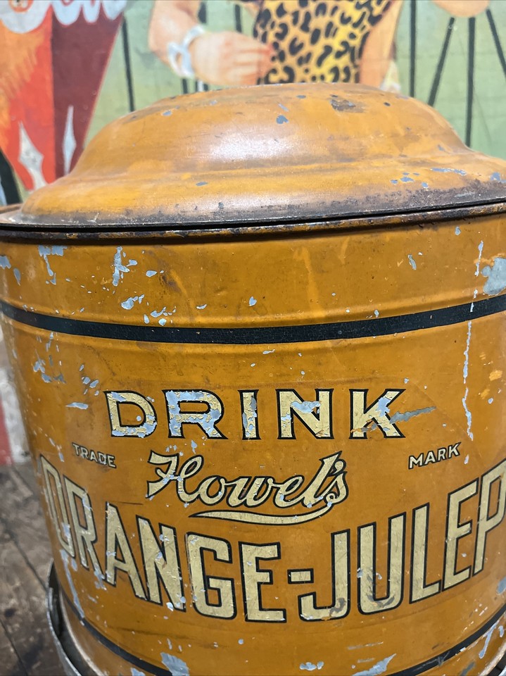 VINTAGE C. 1900 DRINK HOWELS ORANGE JULEP SODA DISPENSER SIGN COKE ...