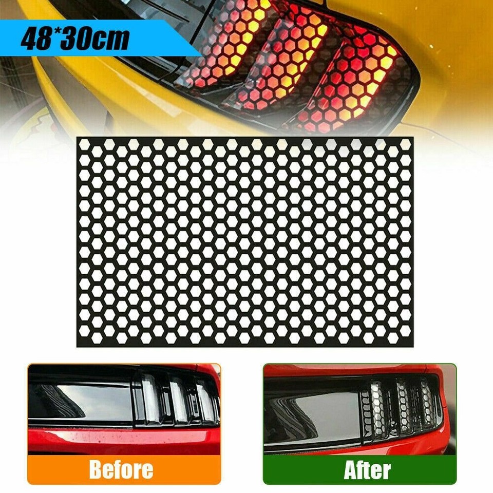 2x Car Rear Tail Light Cover Black Honeycomb Sticker Tail-lamp Decal ...