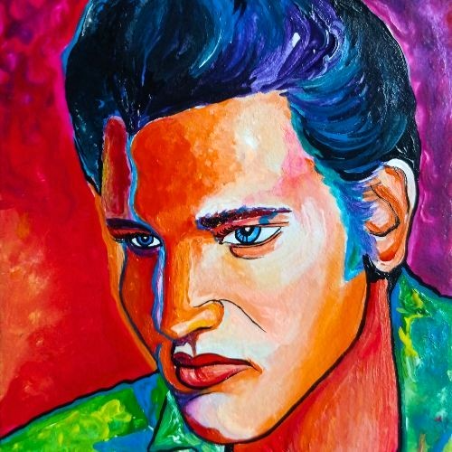 Vintage Crying Elvis Presley Black Velvet Acrylic Hand Painting Art NEW ...