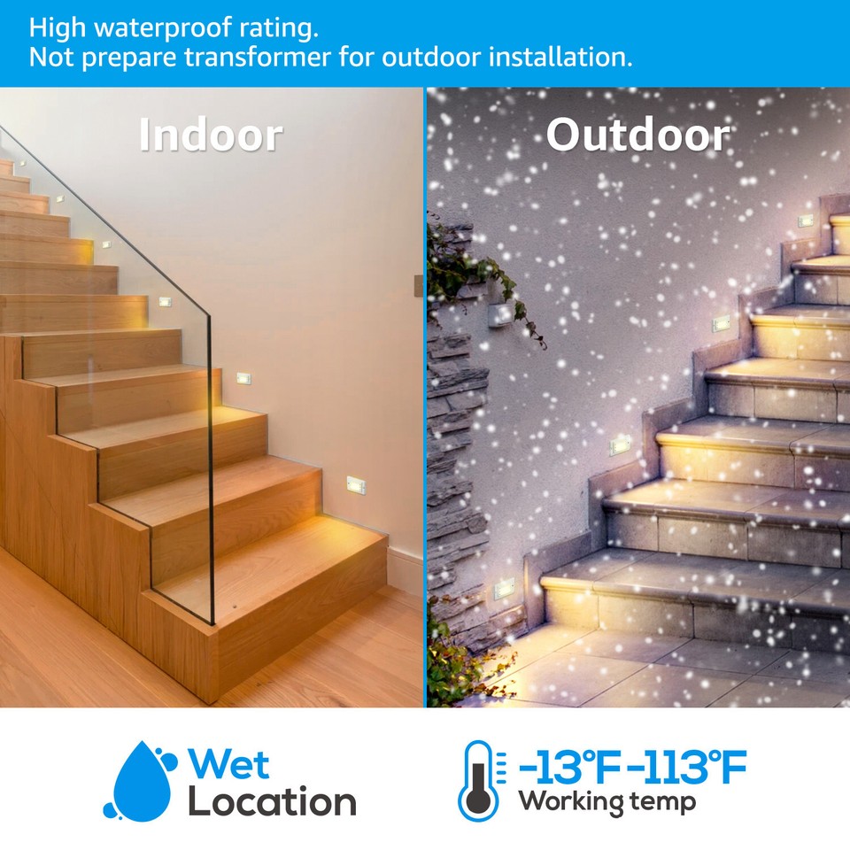 3-Pack LED Step Lights Indoor, Wall Mount Stair Lighting with Louver ...