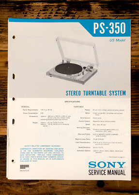 Sony PS-350 Record Player / Turntable Service Manual *Original* | eBay