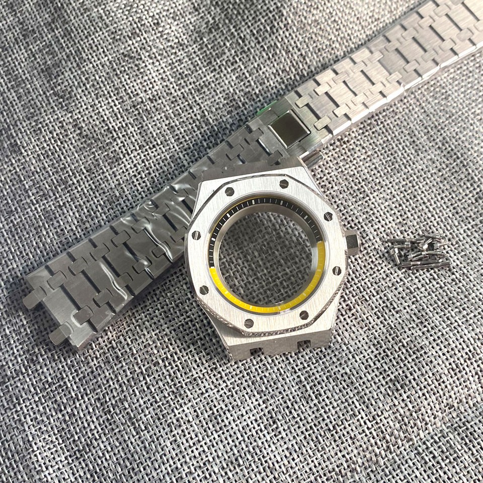 42mm Stainless Steel Watch Case Chapter Ring Sapphire Glass Fit Japan ...