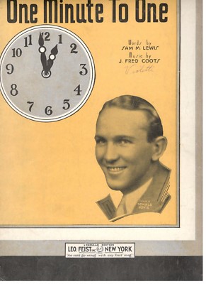 "DONALD NOVIS-ONE MINUTE TO ONE" PIANO/VOCAL/CHORDS SHEET MUSIC-1933 ...