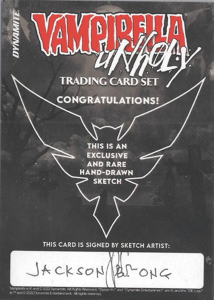 Vampirella UNHOLY Dynamite Sketch Card by Jackson Ong SFC | eBay
