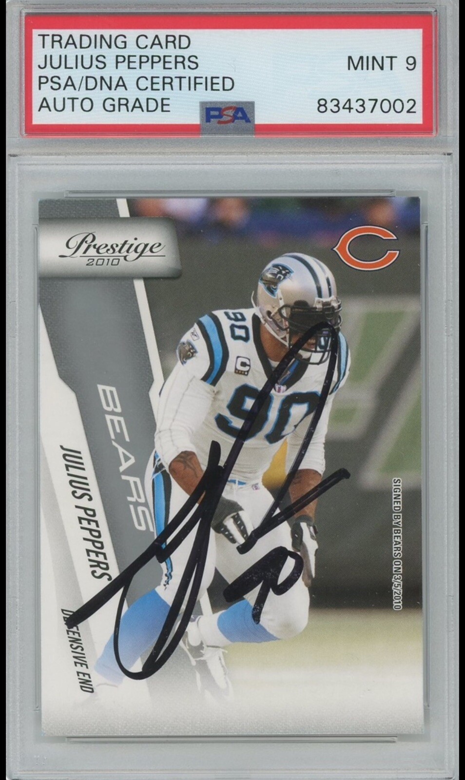 Julius Peppers 2010 Prestige Bears Panthers HOF PSA/DNA Signed Auto ...