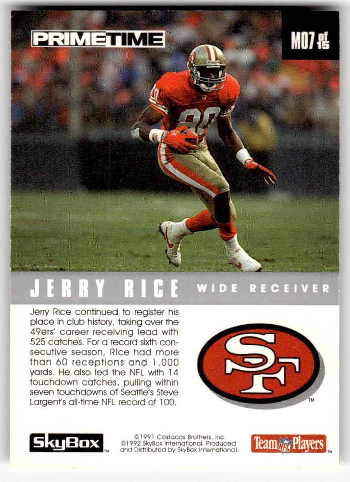 1992 SkyBox Prime Time Jerry Rice Poster Cards #M07 | eBay