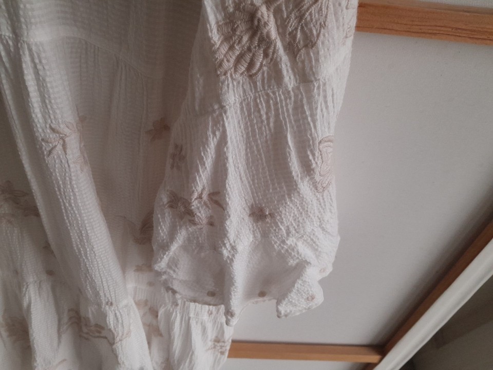 Johnny Was Malo Easy Tiered Floral Embroidered White Dress XL Tags | eBay