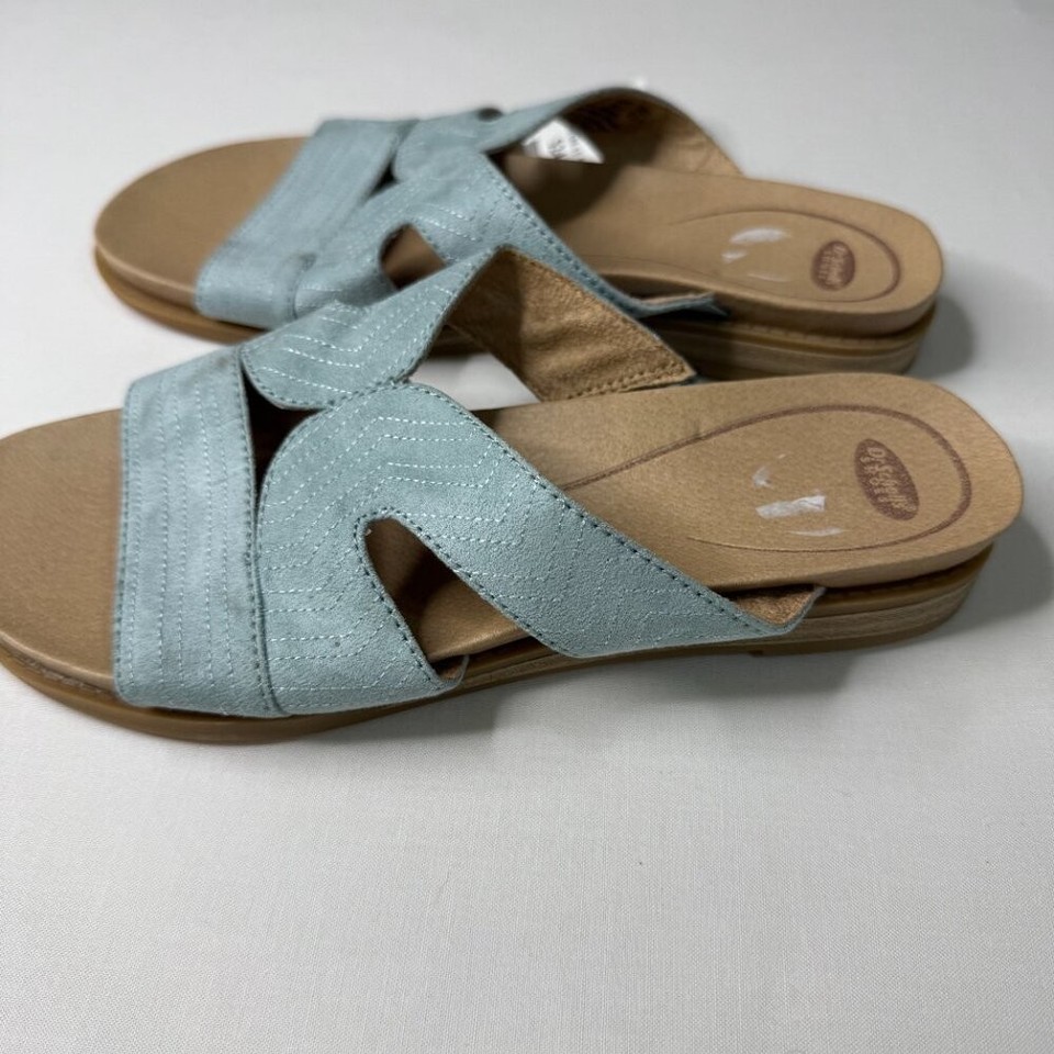 Dr. Scholl’s Dusty Blue Slide Sandals Size 6.5M Comfort Footbed | eBay