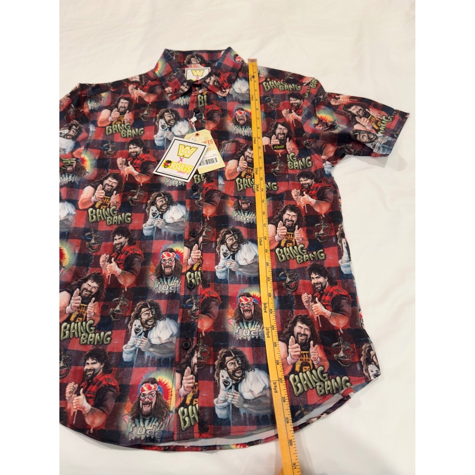 RSVLTS WWE Mens Mick Foley Short Sleeve Button Up Shirt "Have a Nice ...
