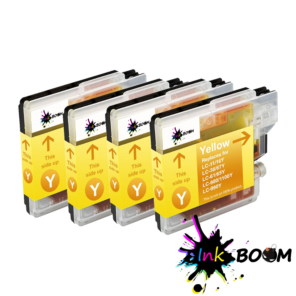 4 Yellow Ink Cartridge fits Brother LC61 DCP-395CN MFC-295CN DCP-585CW ...