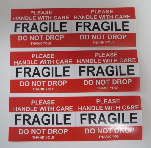 FRAGILE STICKER 2" x 3" FRAGILE DO NOT DROP Red Stickers Waterproof | eBay