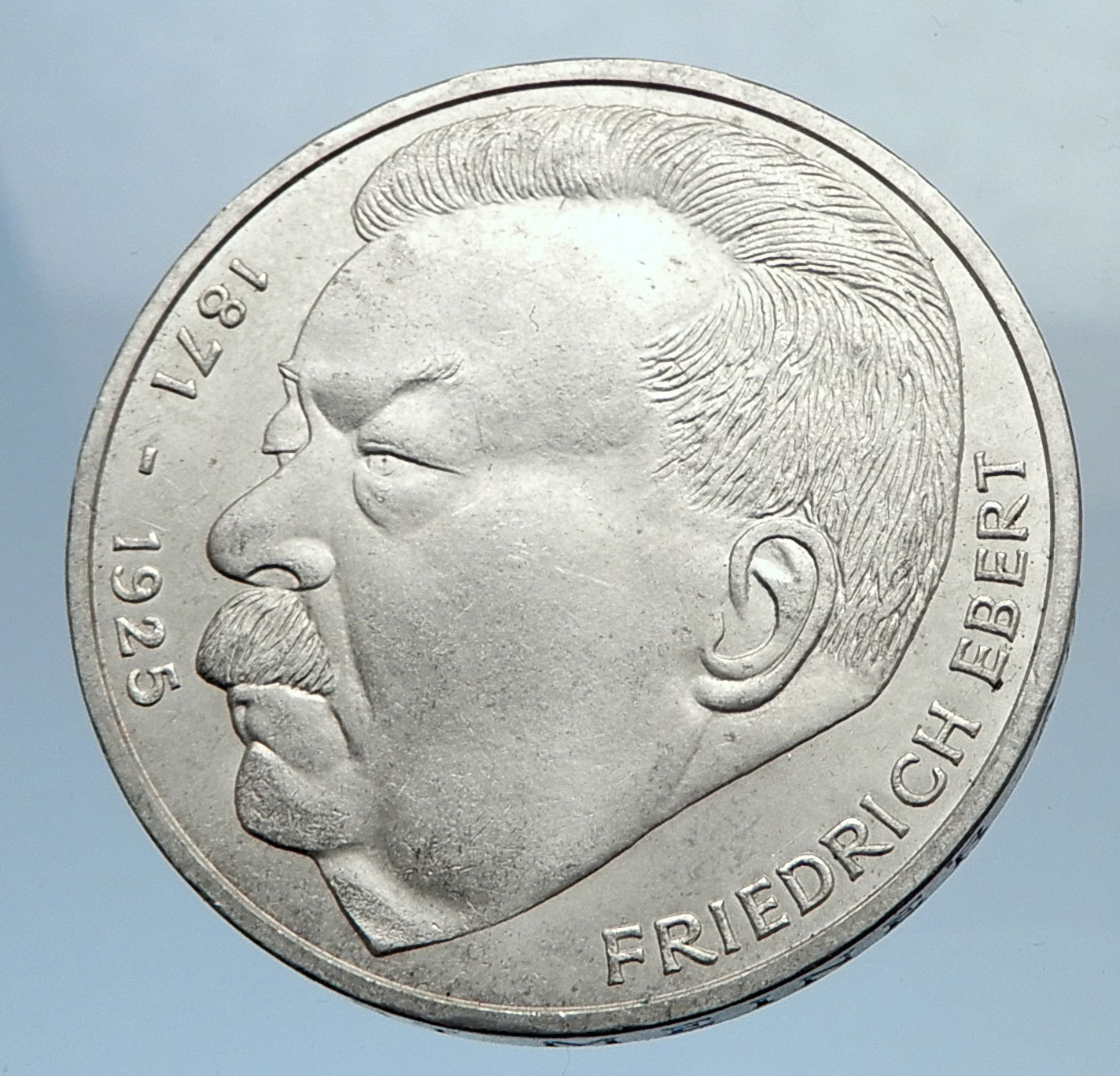 1975 GERMANY Politician Friedrich Ebert Antique Silver 5 Mark GERMAN ...