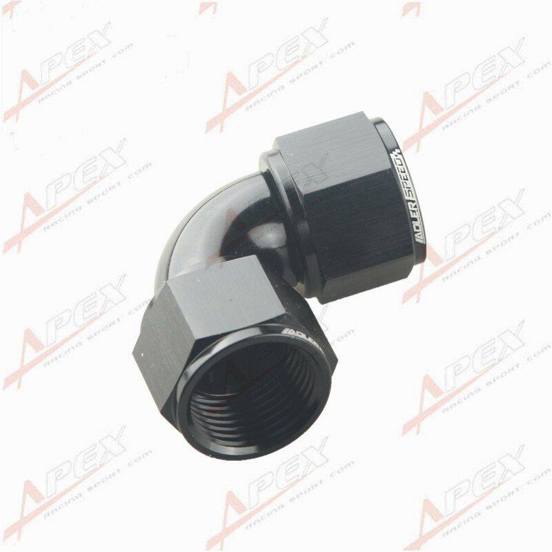 Aluminum Black 90 Degree -12AN Female to AN12 Female Full Flow Fitting ...