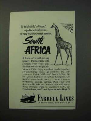 1952 Farrell Lines Cruise Ad - South Africa | eBay