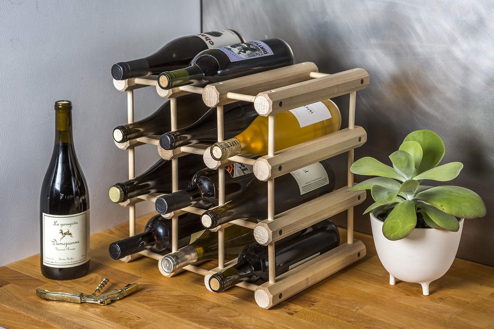 J.K. Adams Wood Stackable Modular Wine Rack Storage Holder with Natural ...