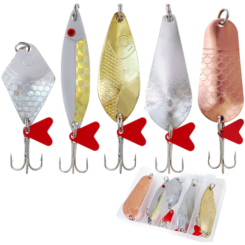 5PCS Fishing Lures with Rotating Blades and Strong Hooks for Predatory ...