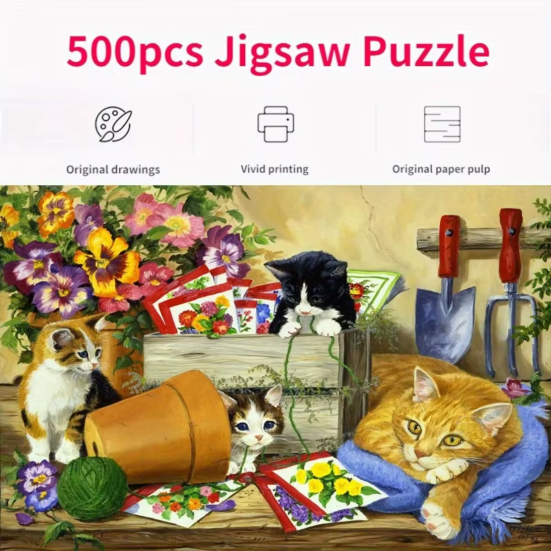 Cat in the Bower 500-Piece Jigsaw Puzzle - Perfect Home Decor Gift! | eBay