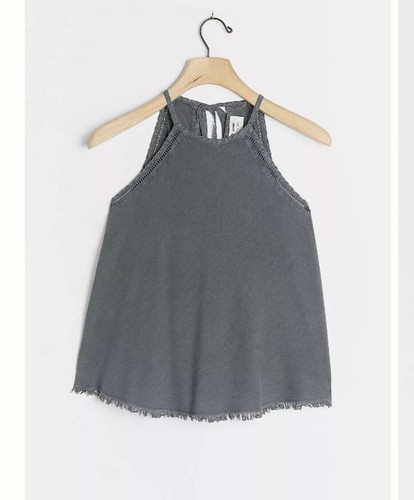 Cloth And Stone Halter Tank Top Frayed Hem Gray Size Small Tie Back NWT ...