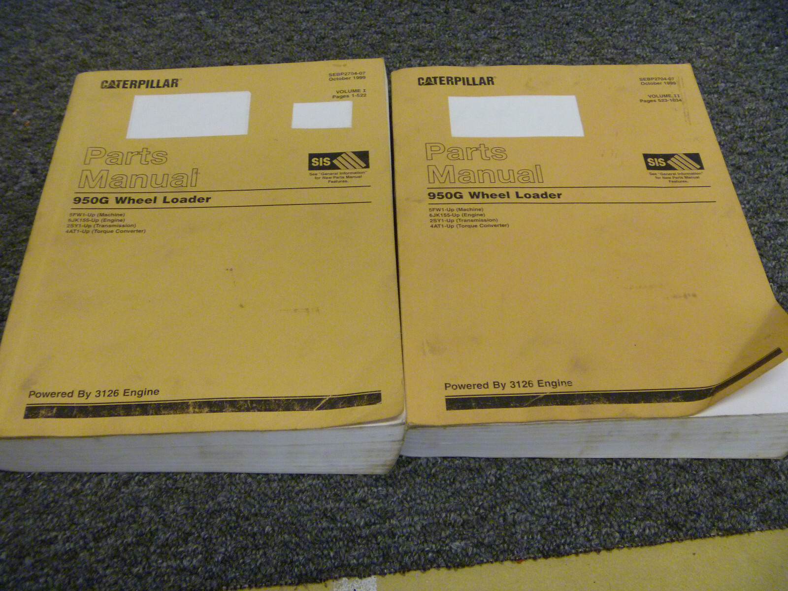 CAT Caterpillar 950G Wheel Loader 3126 Engine Parts Catalog Manual S/N ...
