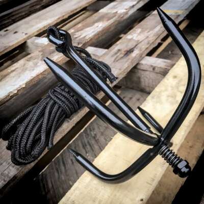 Grappling Hook and Cord Rope Black Stainless Steel Outdoor Climbing ...