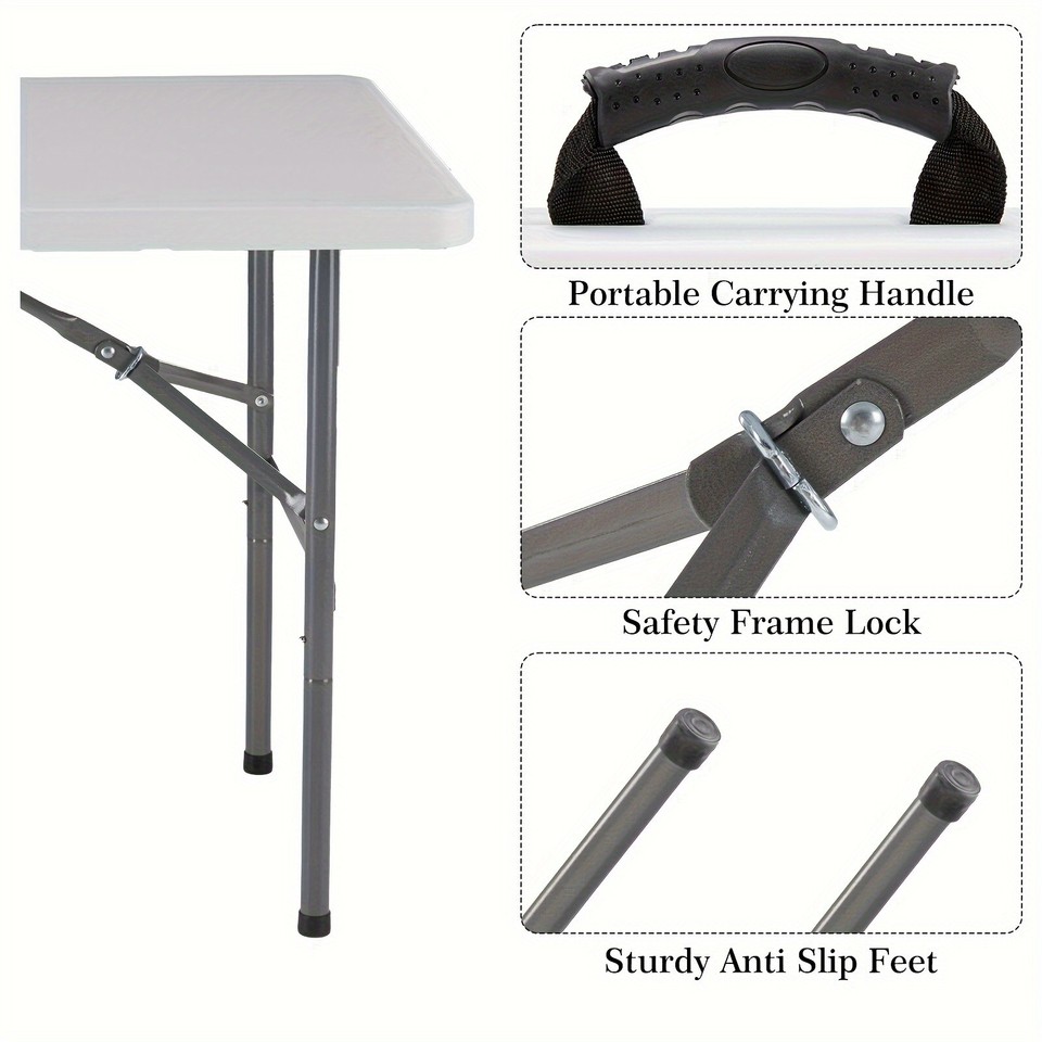 4/6/8FT Portable Foldable Outdoor Table Heavy Duty Camping Picnic ...