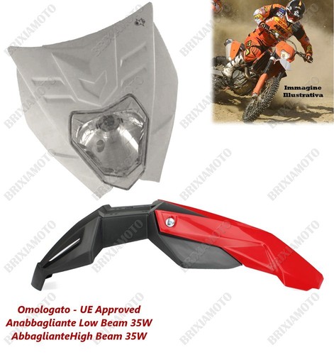 Headlight Felix Approved White and Mudguard Red for Honda XR SM CRF XLR ...