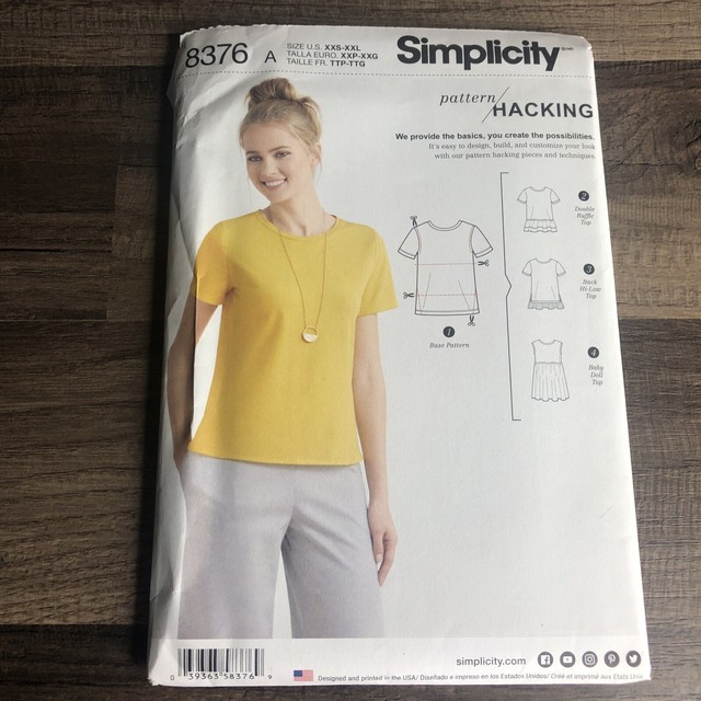 Simplicity 8376 Sewing Pattern Top Custom Hacking Misses Xxs-xxl for ...